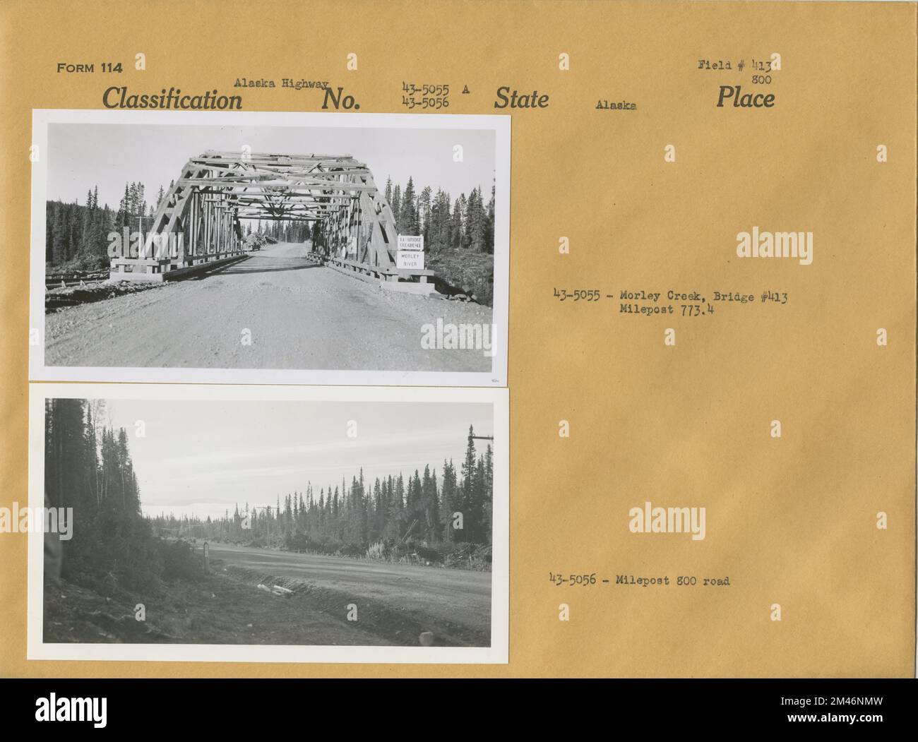 Morley Creek Bridge; Milepost 800 Road. Original caption: 43-5055 ...