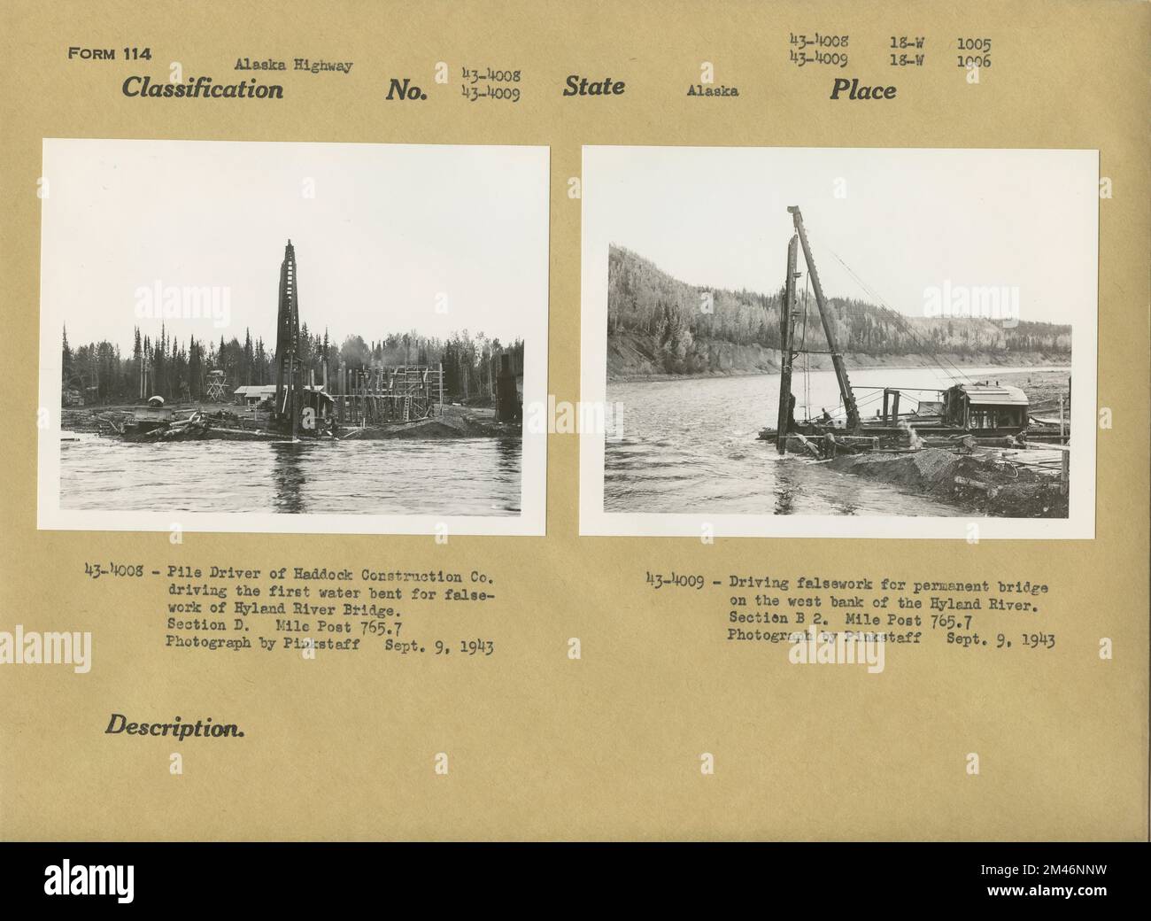 Pile Driver Driving the First Water Bent for Falsework of Hyland River ...