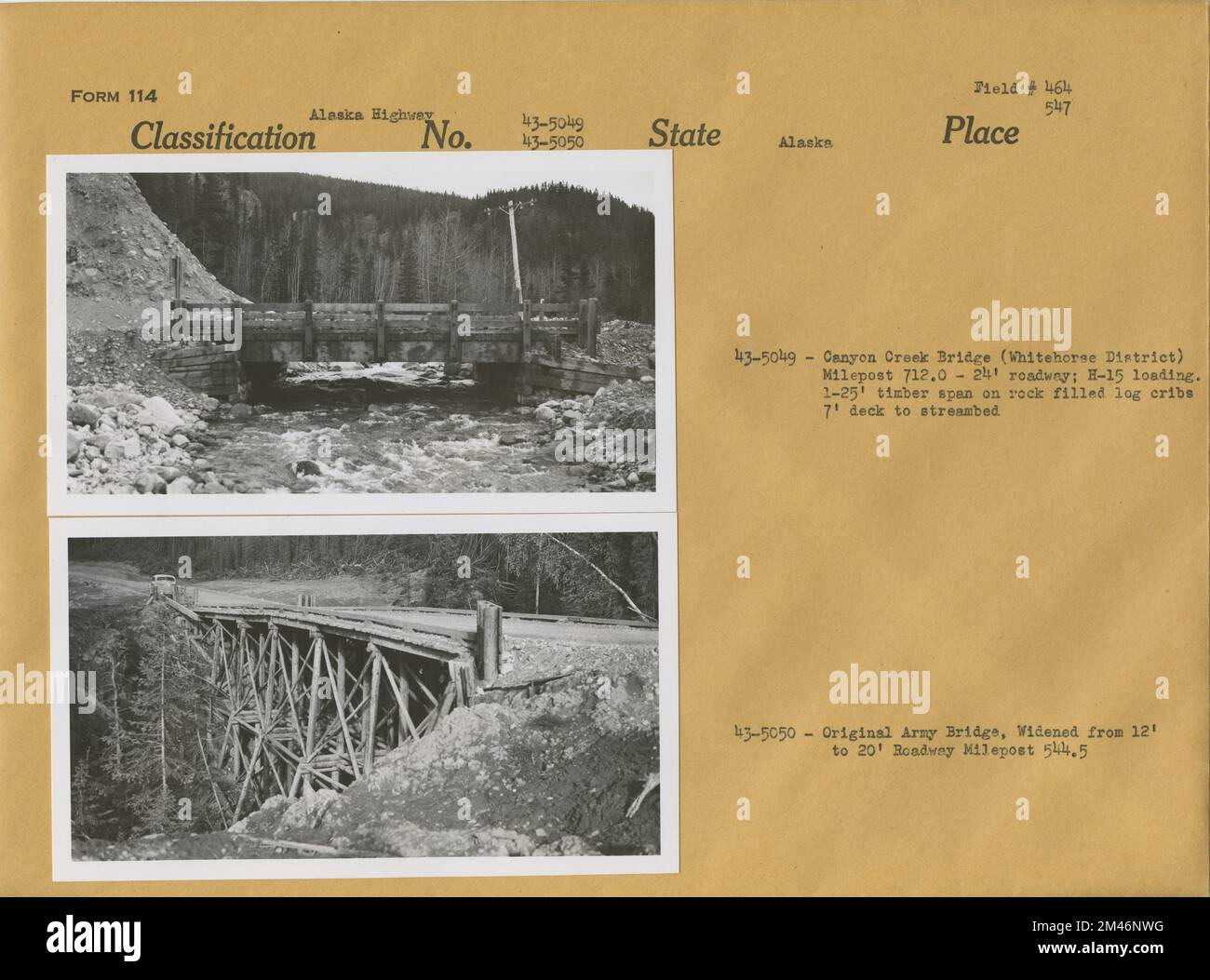 Canyon Creek Bridge; Original Army Bridge, Widened. Original caption ...