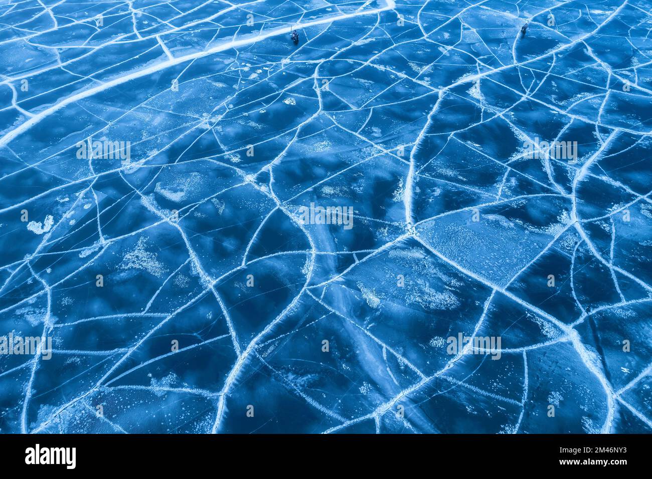 Aerial view of frozen lake. Ice from drone view. Background texture ...