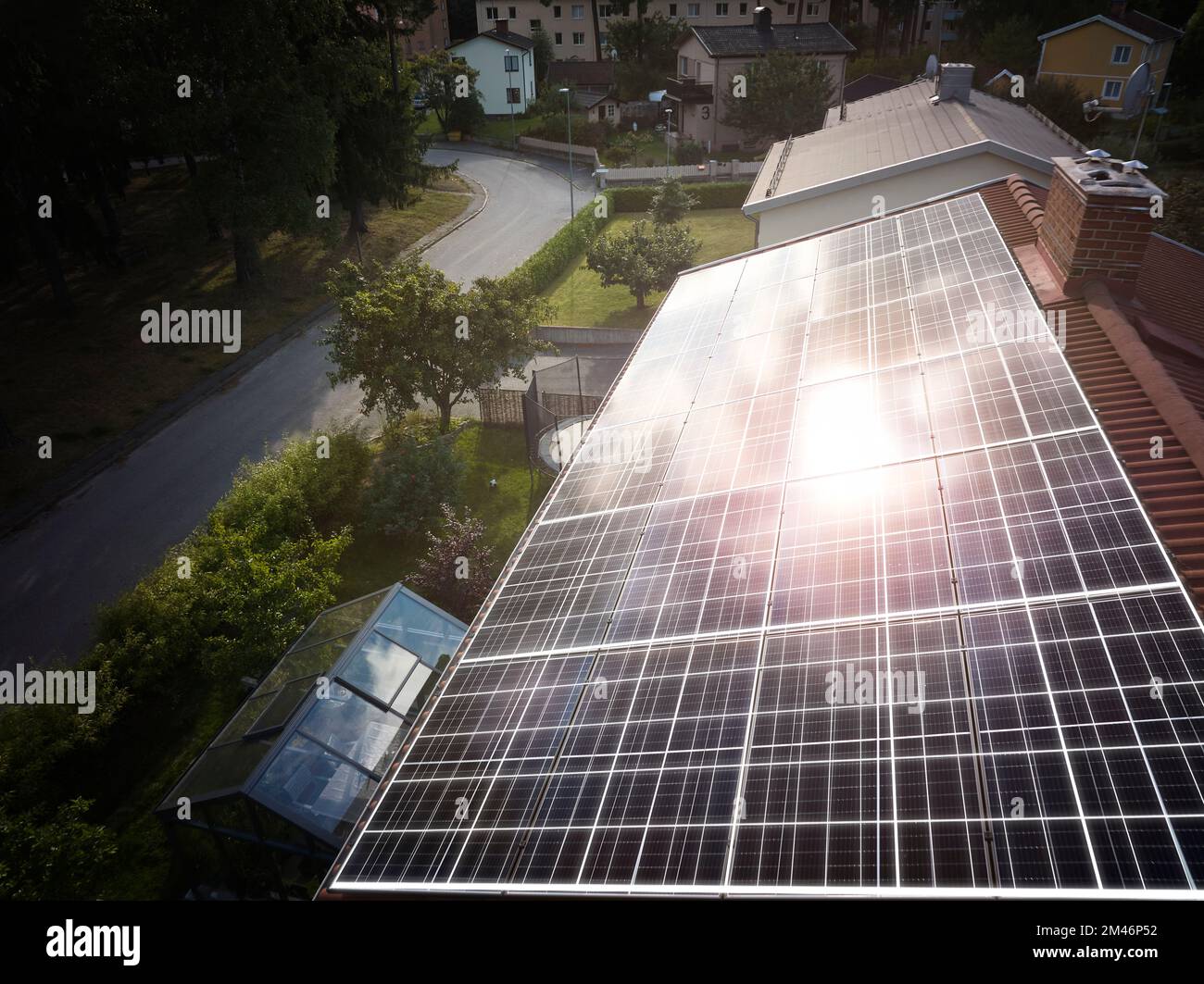 Solar panels on house roof Stock Photo - Alamy