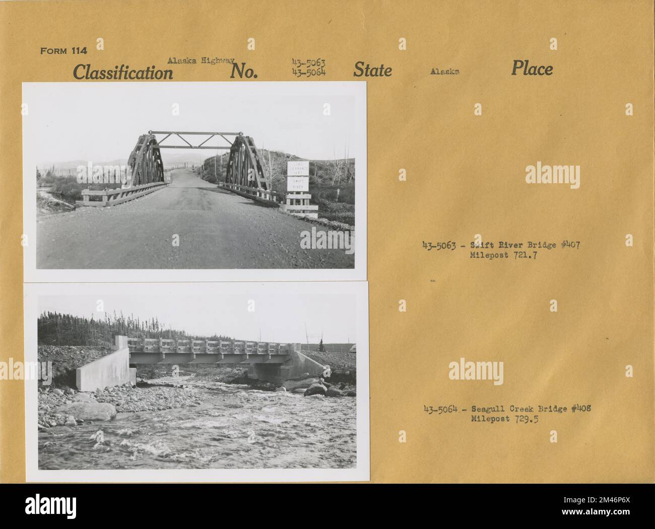 Swift River Bridge; Seagull Creek Bridge. Original caption: 43-5063 ...