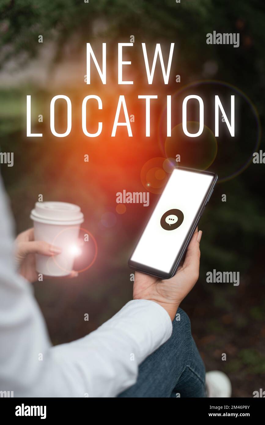 Text caption presenting New Location. Business overview Get located on ...