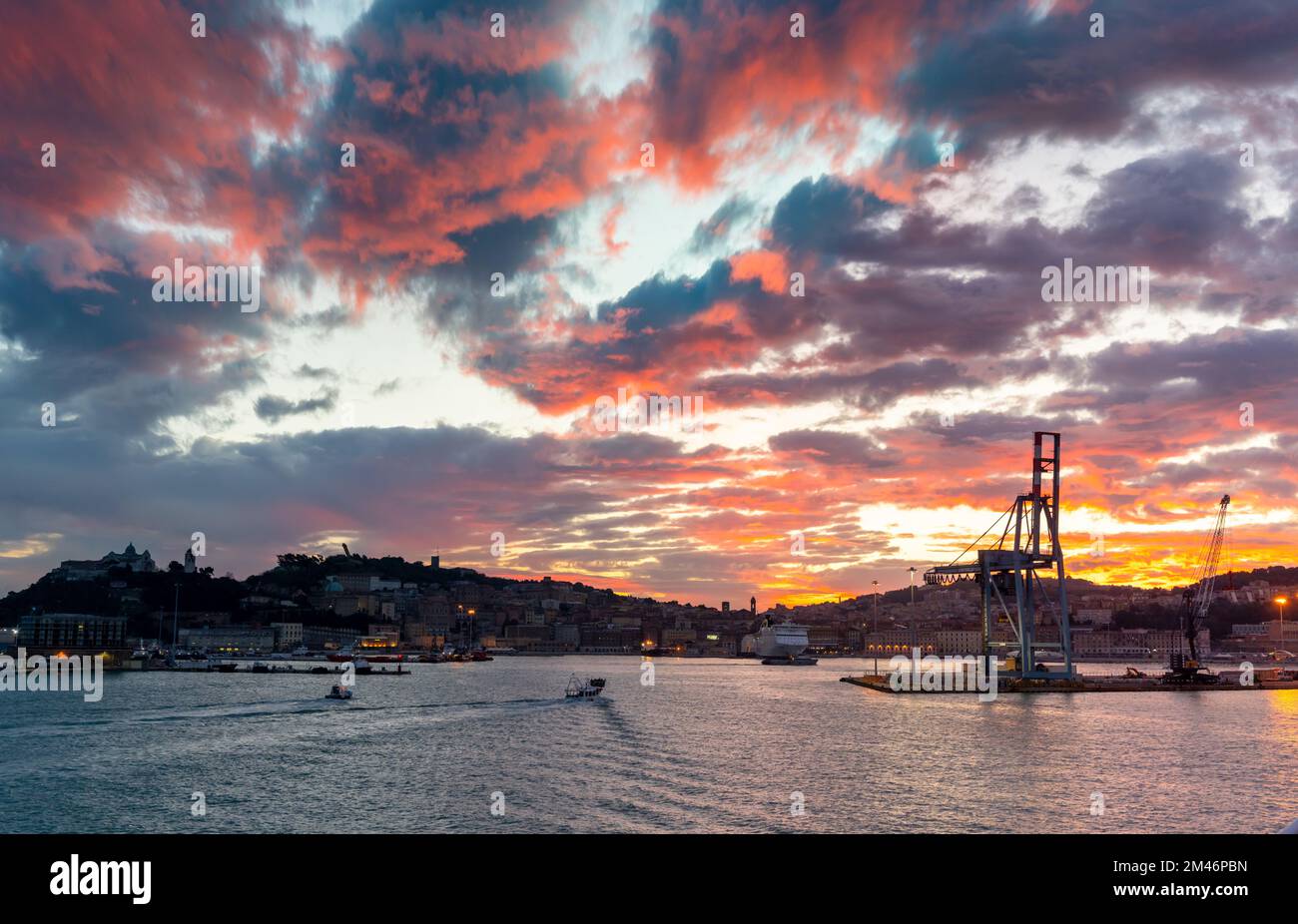 Ancona, Italy - 24 November, 2022: the harbor entrance and old town of ...