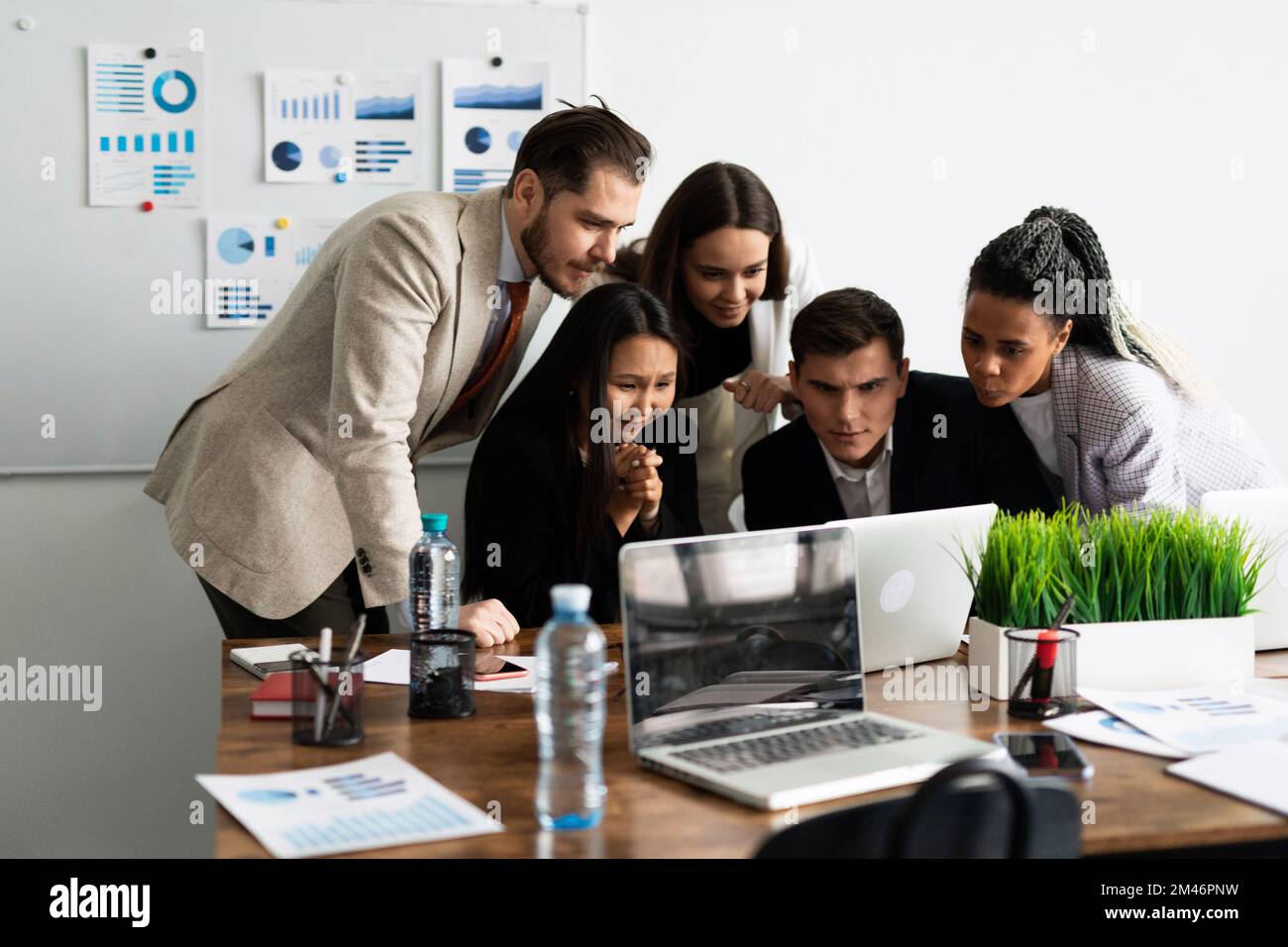 Marketing team. Group of young modern people in smart casual wear ...