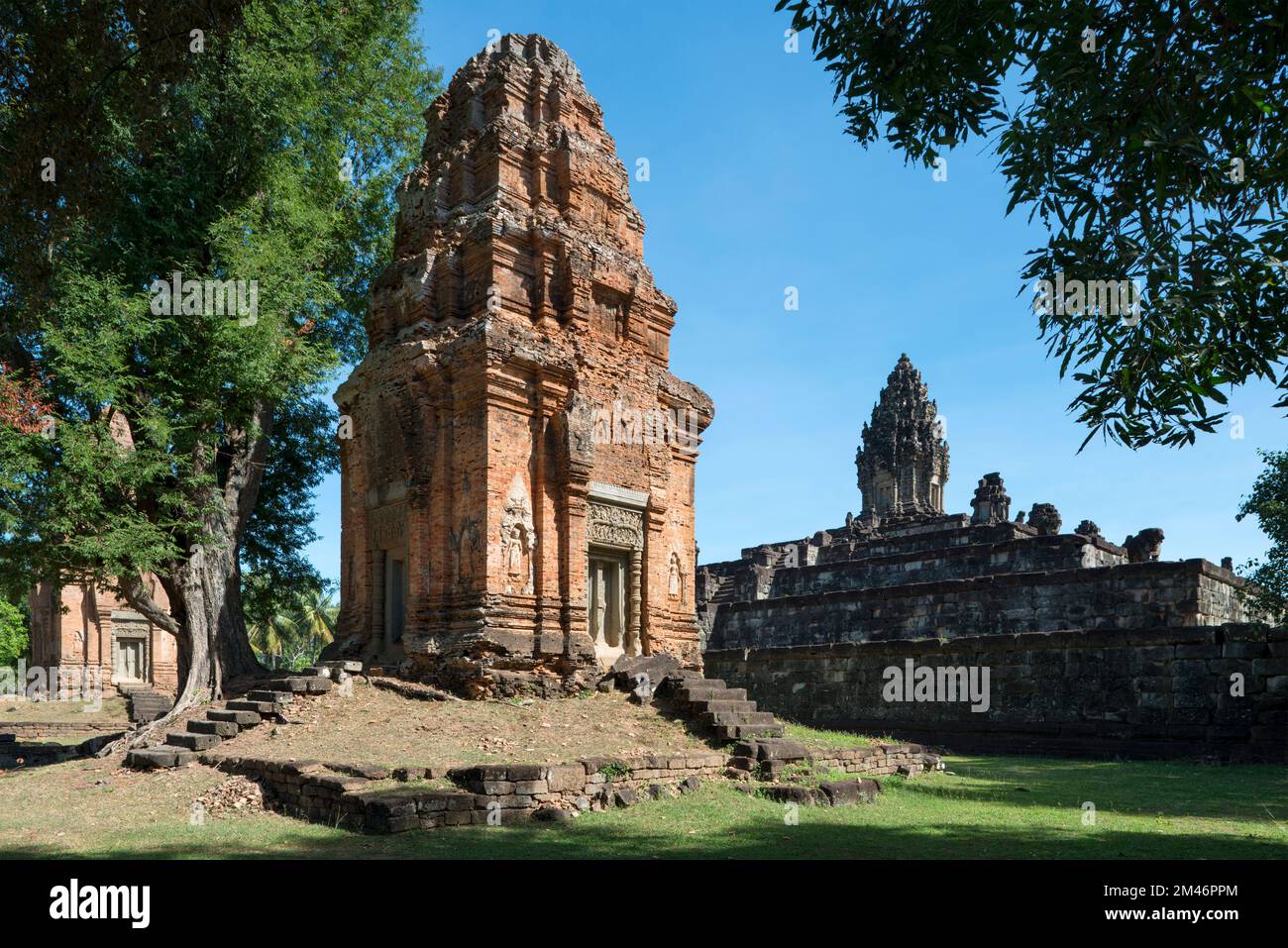 Brick tower at Bakong Temple, Roluos Group, Prasat Bakong, Siem Reip ...