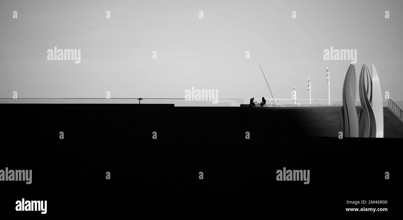 A grayscale shot of a modern architectural monument outdoors Stock ...