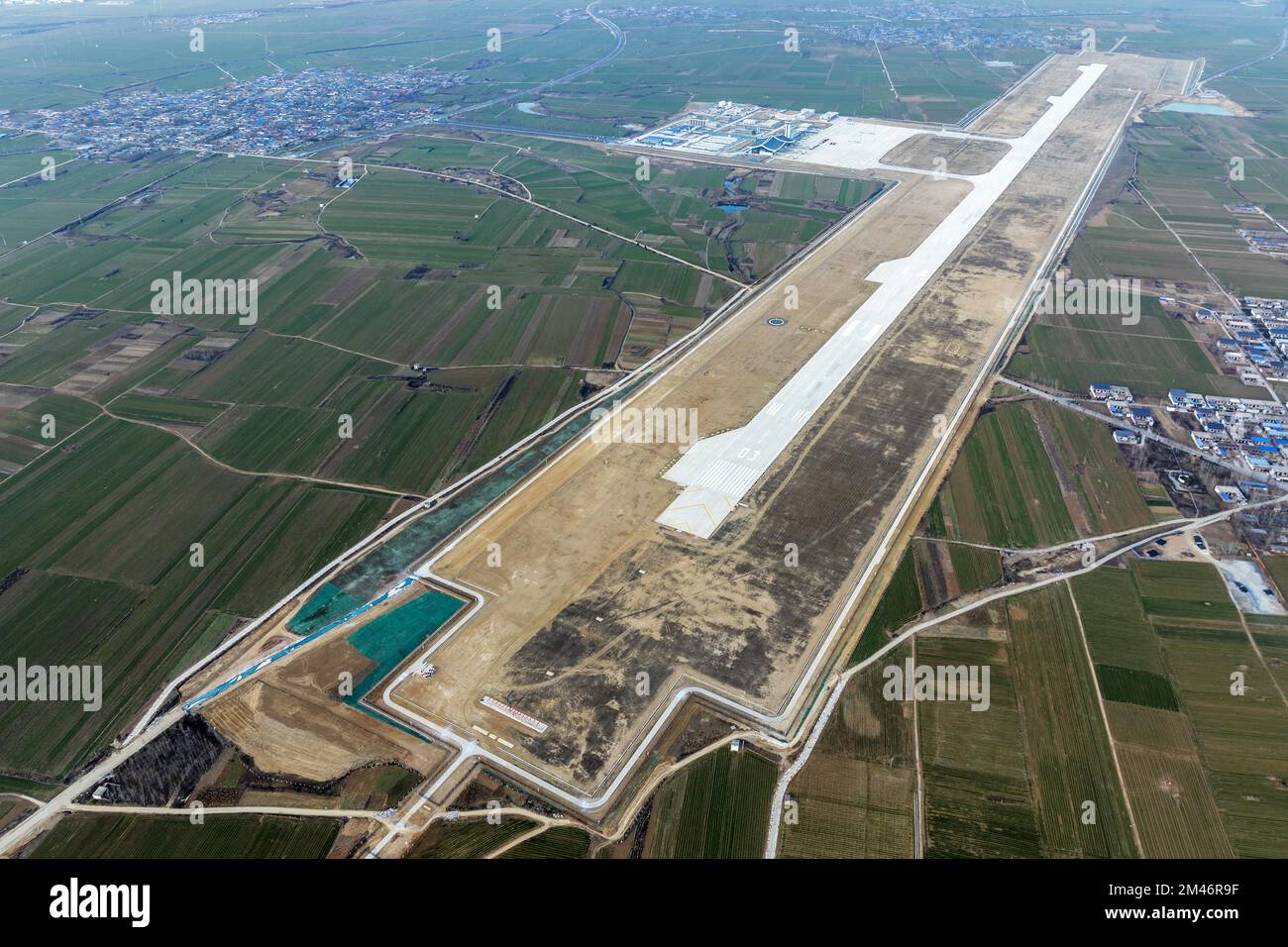 Aerial photo shows the Anyang Hongqiqu Airport is under construction at ...