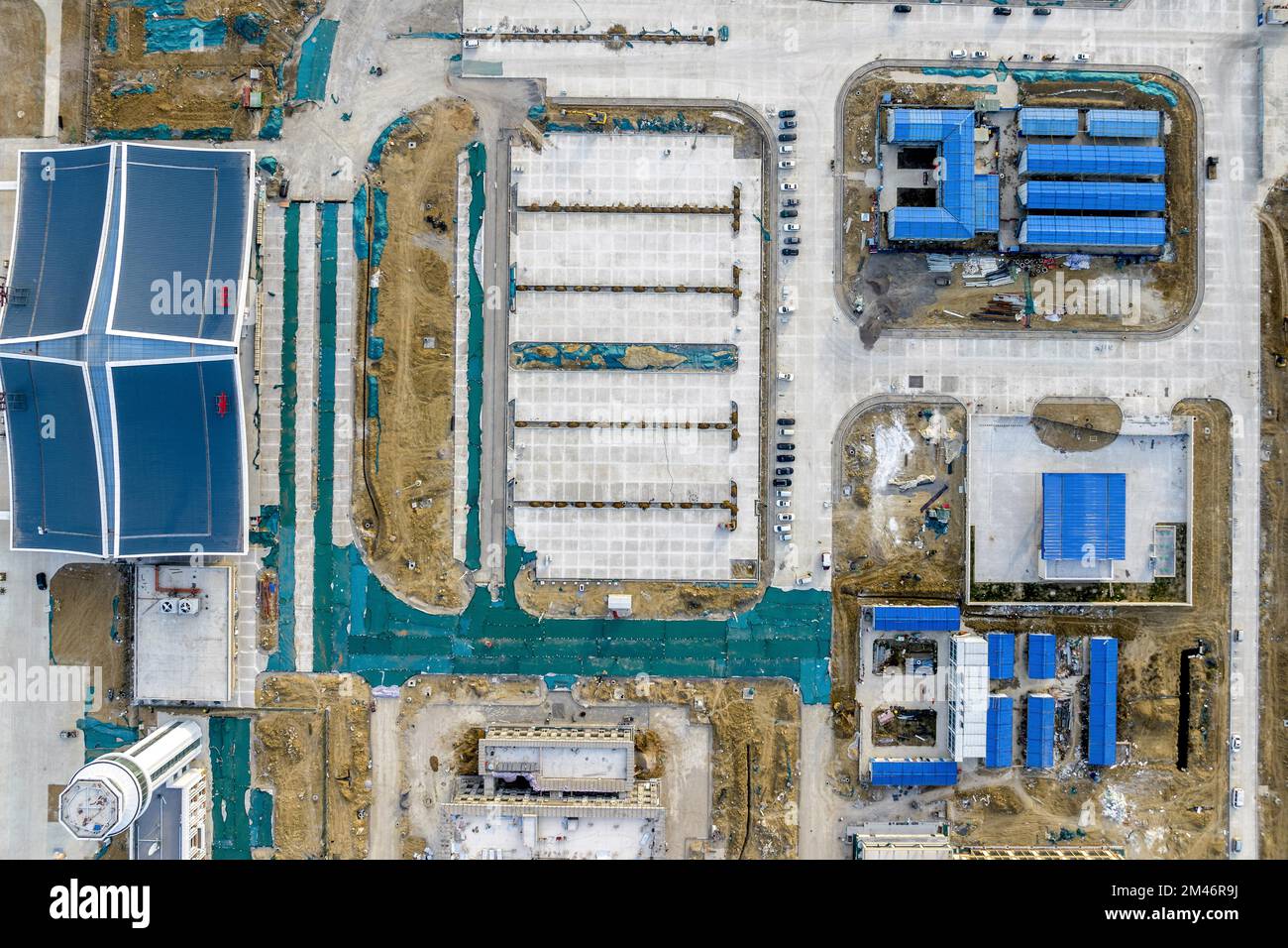 Aerial photo shows the Anyang Hongqiqu Airport is under construction at ...