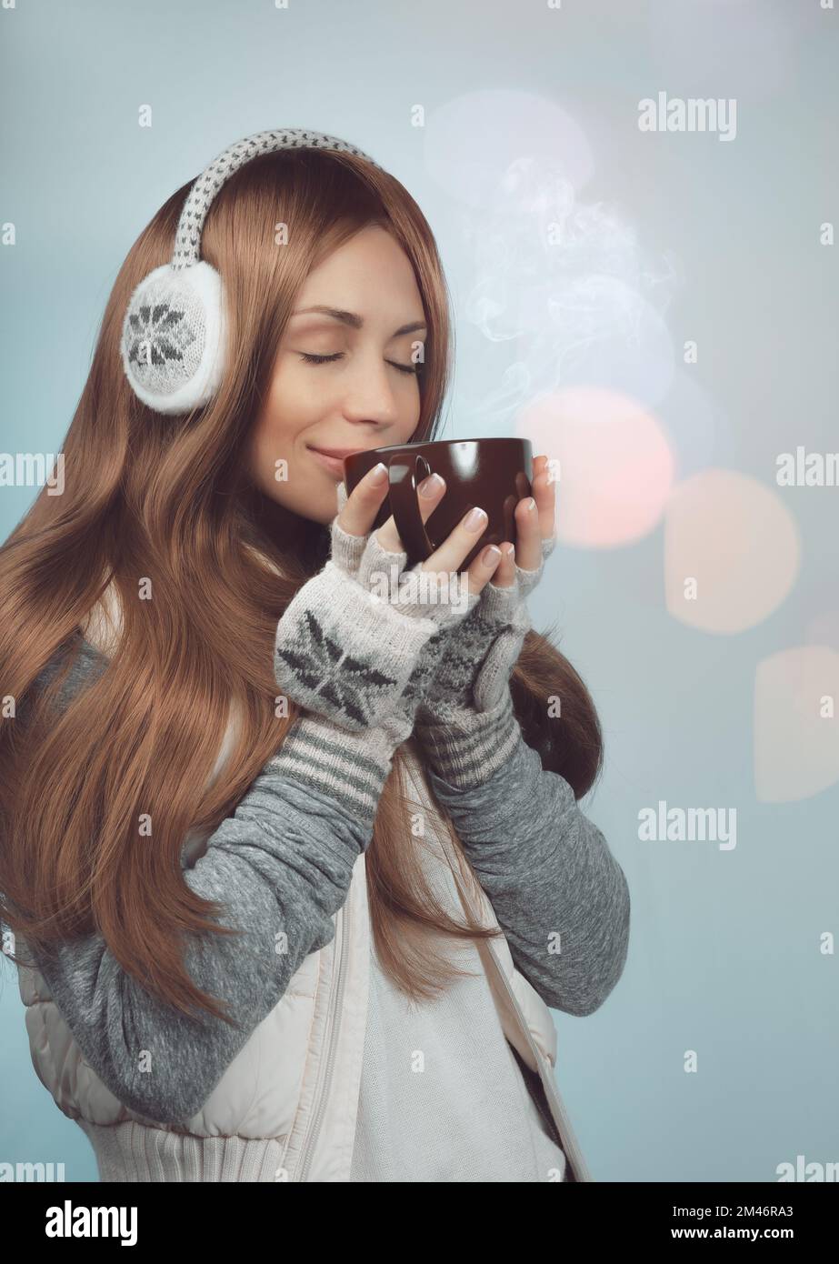 Nice Female Enjoying Coffee Stock Photo - Alamy
