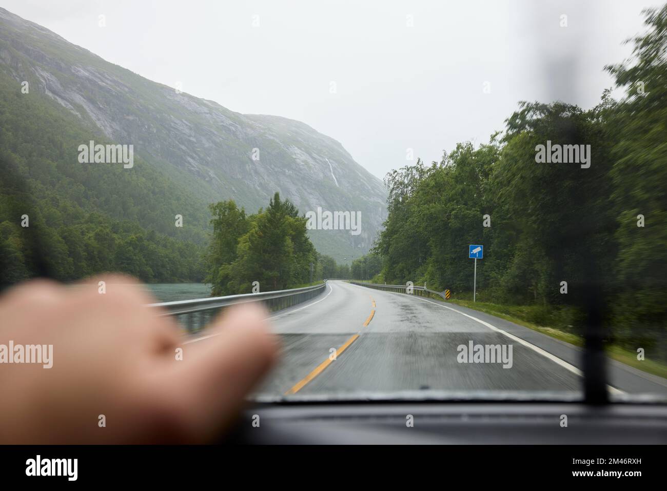 Road seen through windshield Stock Photo - Alamy