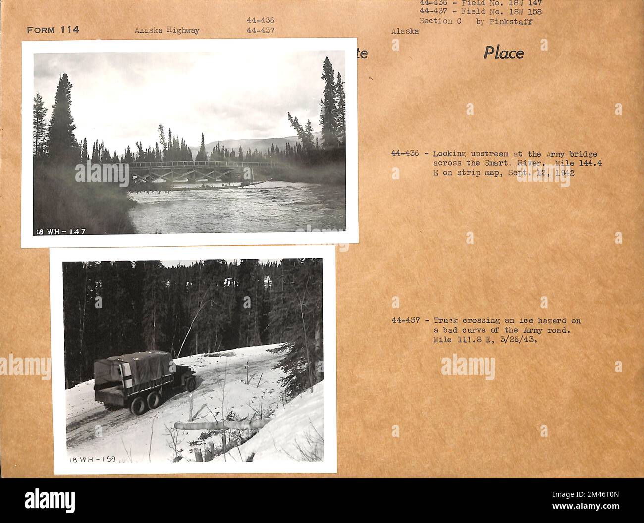 Looking upstream at the Army bridge across the Smart River; Truck ...