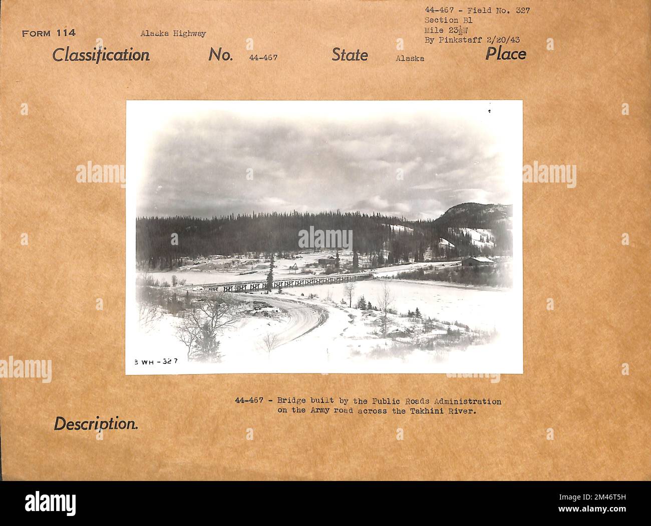 Bridge built by the Public Roads Administration on the Army road across ...