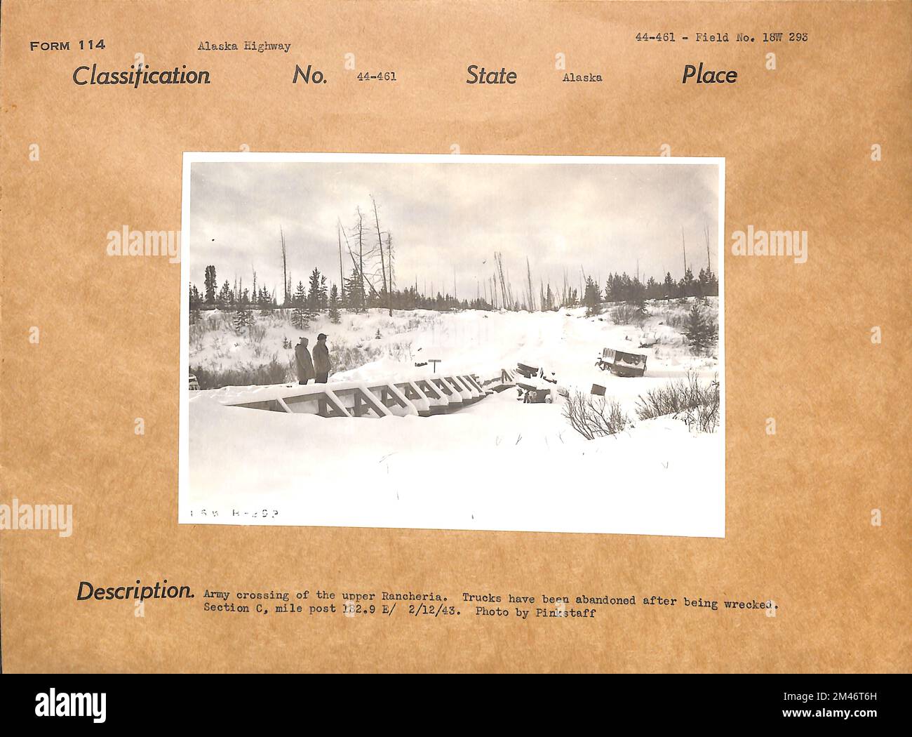 Army crossing of the upper Rancheria. Original caption: Army crossing ...