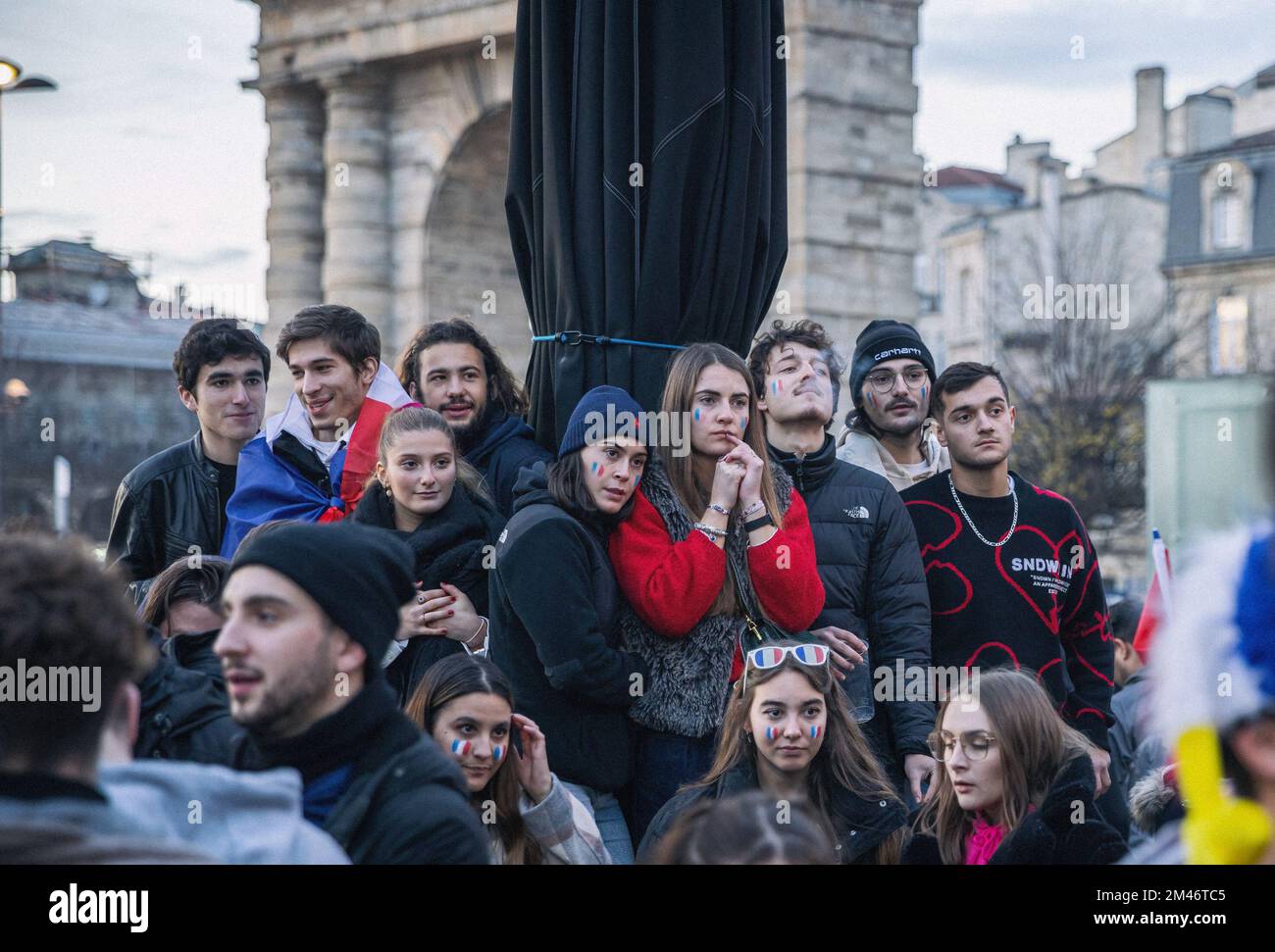 France fans watch the Qatar 2022 world cup final match Argentina v ...