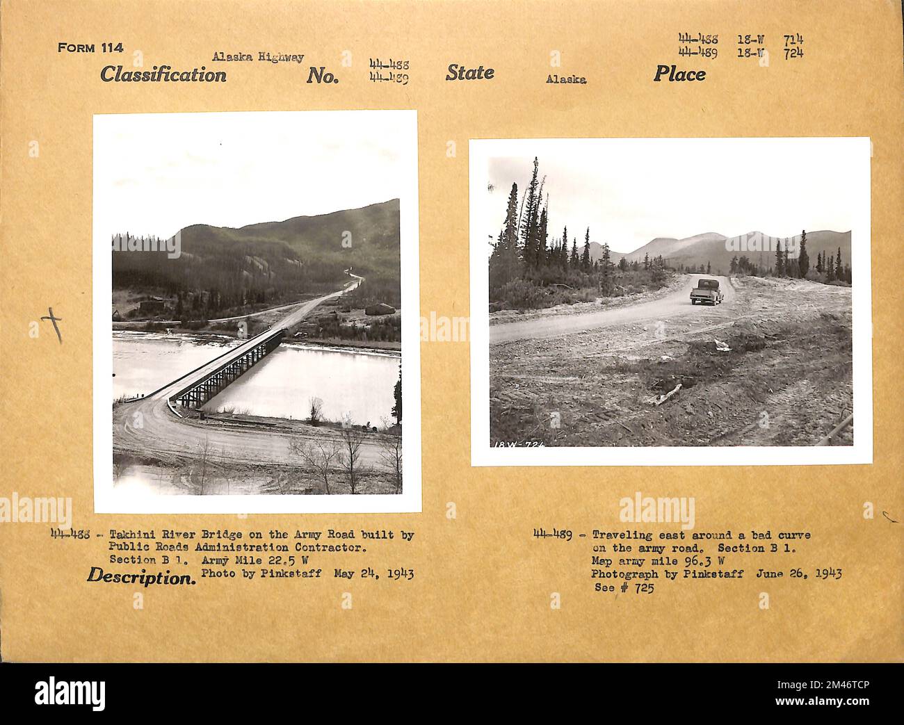 Takhini River Bridge on the Army Road built by Public Roads Administration Contractor; Traveling ...