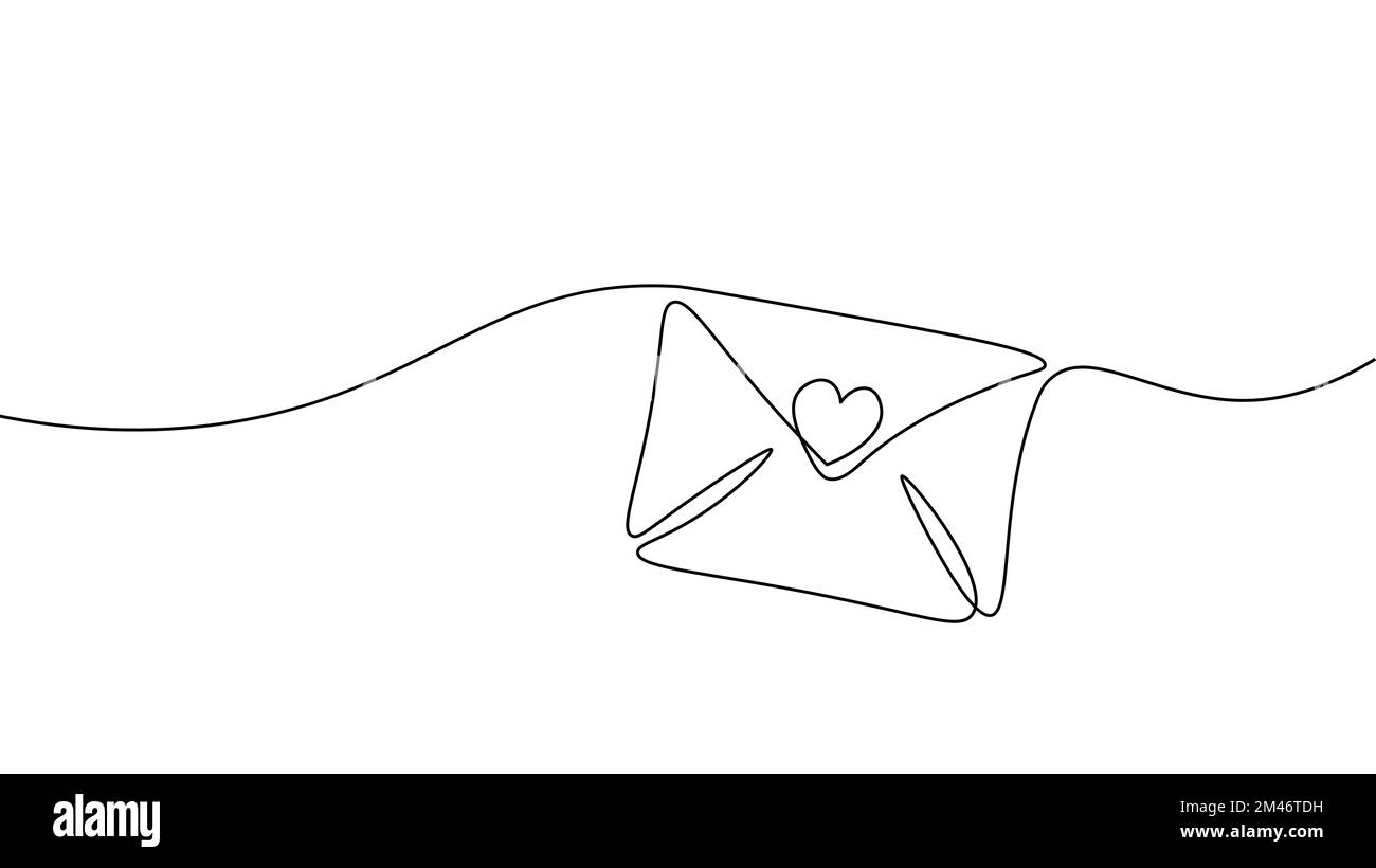 Heart letter single continuous line art. Romantic love date ...