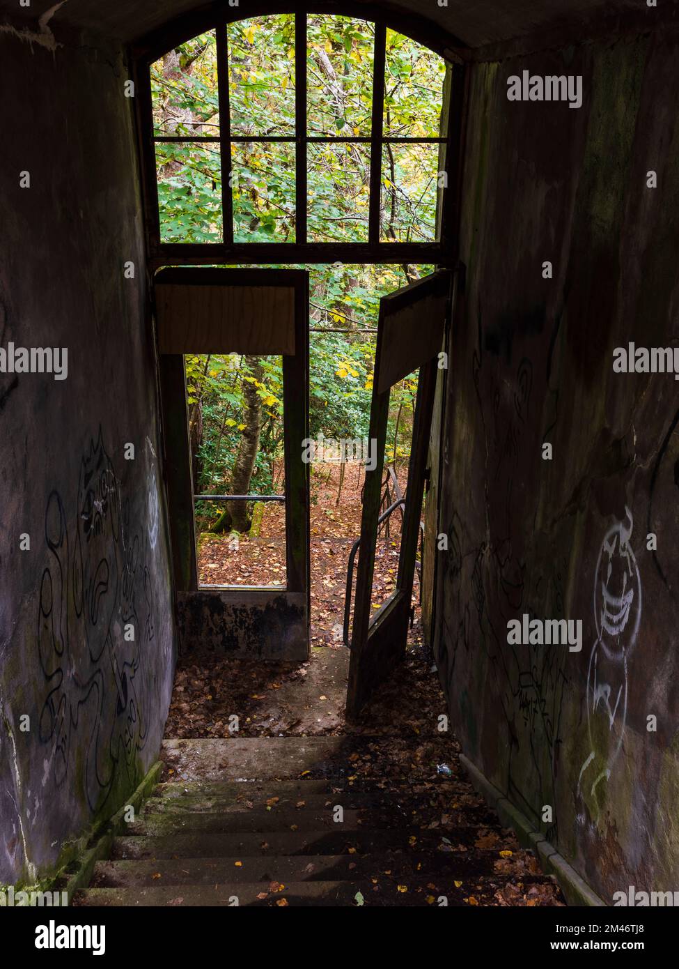 Entrance door in abandoned building Stock Photo - Alamy