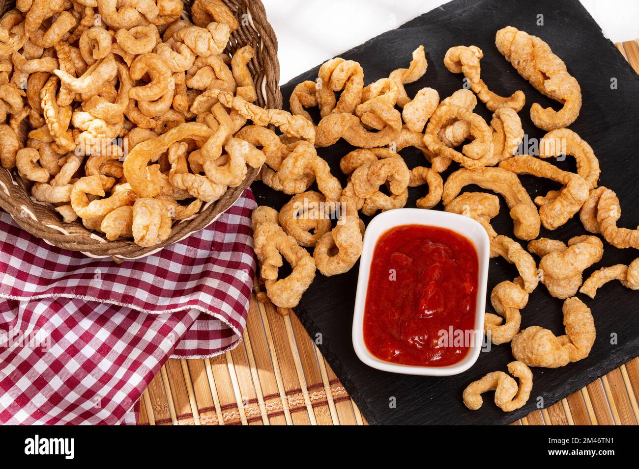 Tasty Snacks - Crispy Pork Cracklings; Dehydrated Pigskin Stock Photo ...