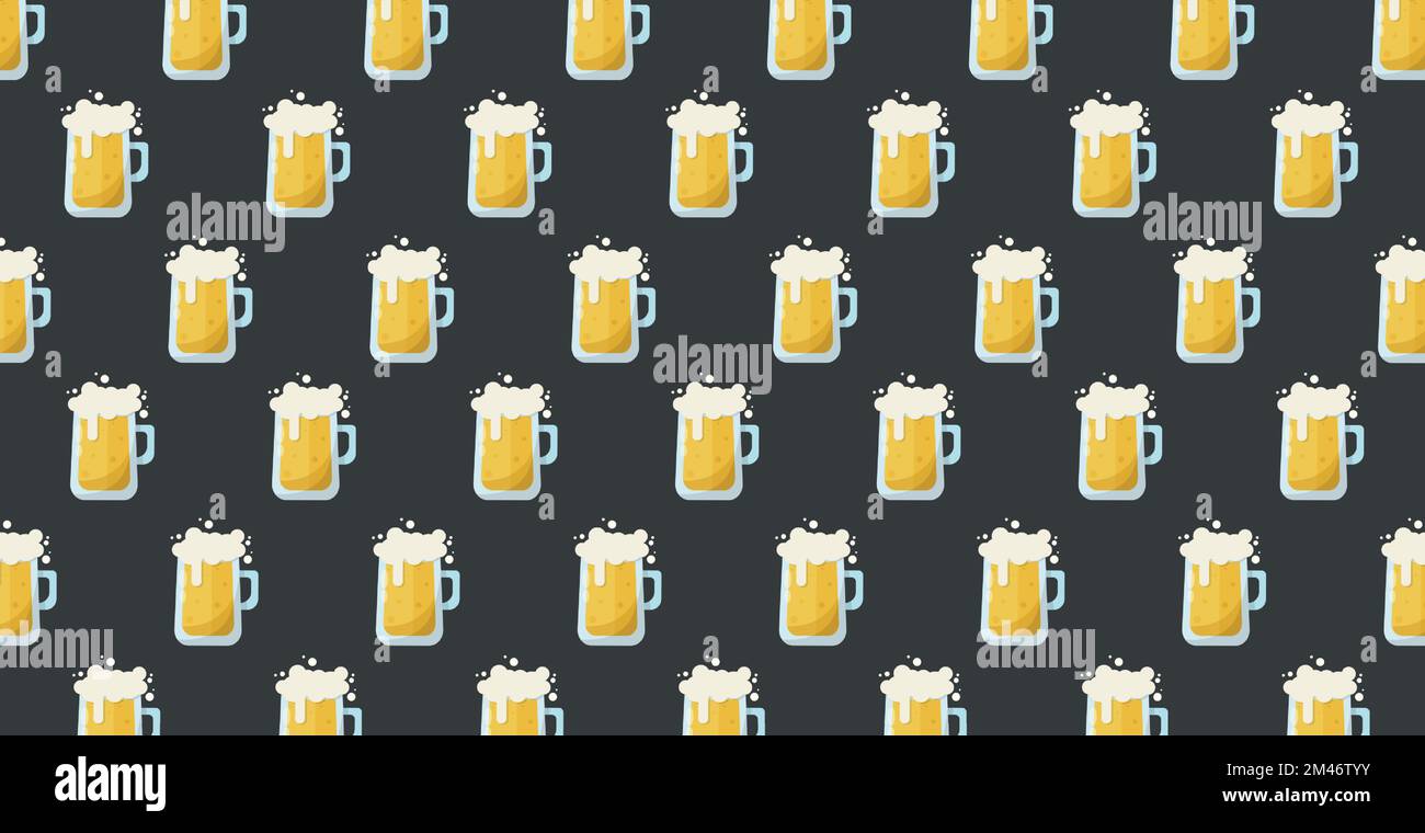 Panoramic pattern of beer on a white background - Vector illustration ...