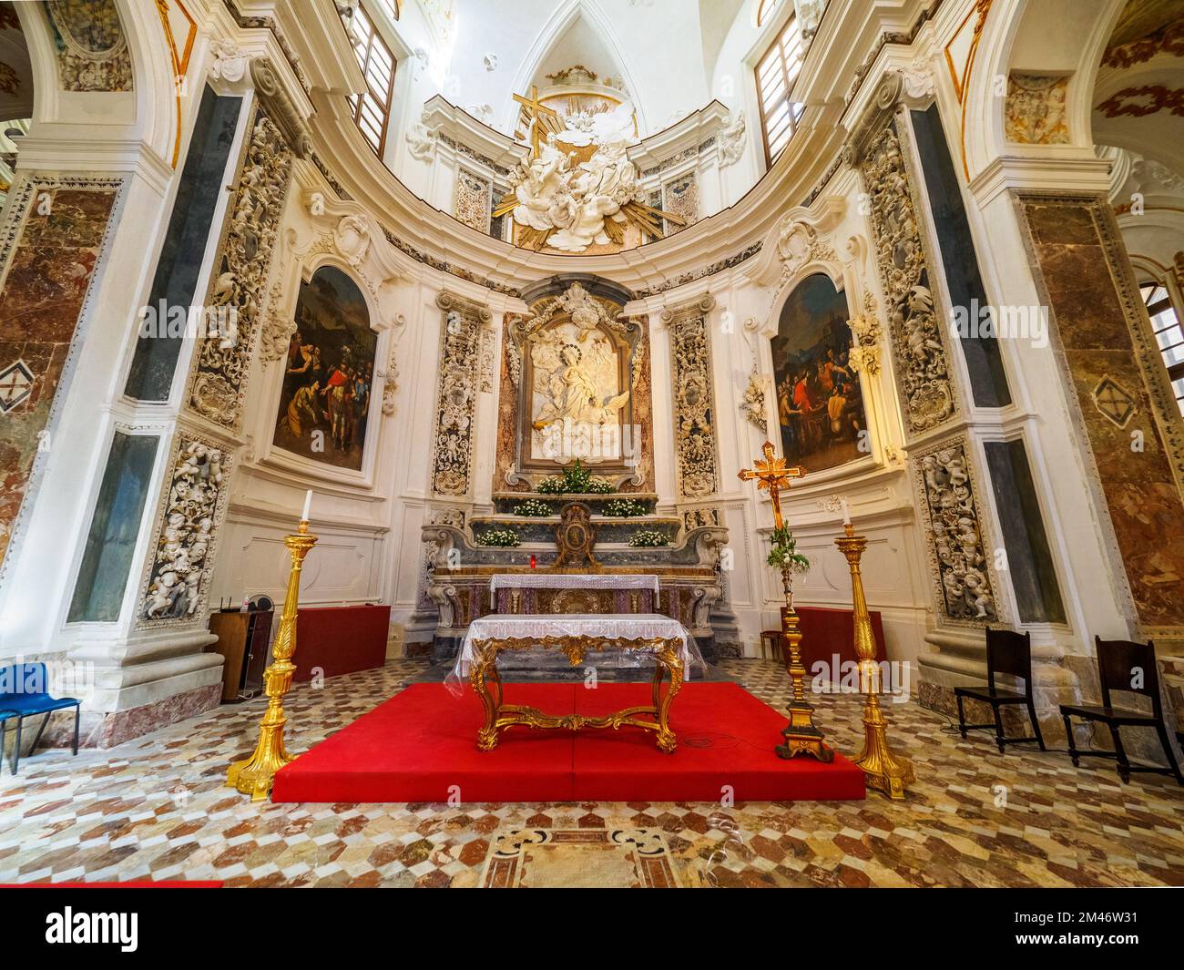 High altar with marble high relief depicting the Immaculate Conception by Ignazio Marabitti ...