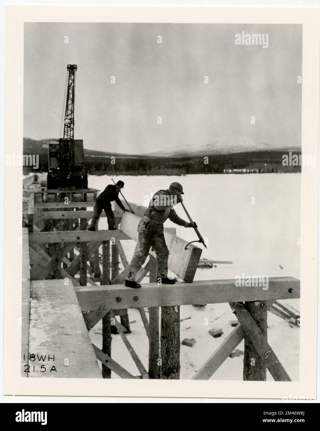 Construction of Nisutlin Bay Bridge. Original caption: Moving Jack ...