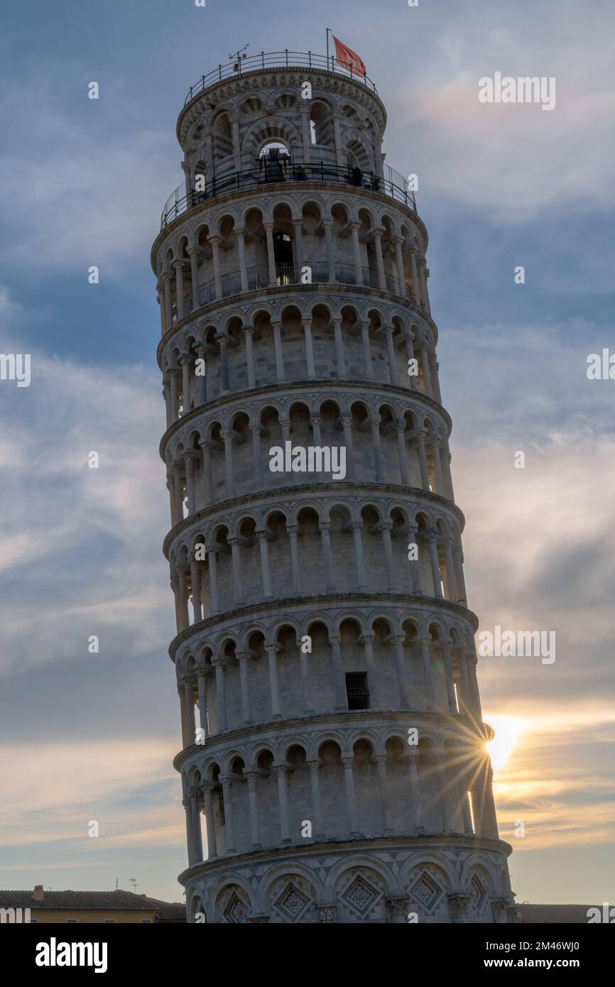 Pisa, Italy - 30 November, 2022: vertical view of the Leaning Tower of ...