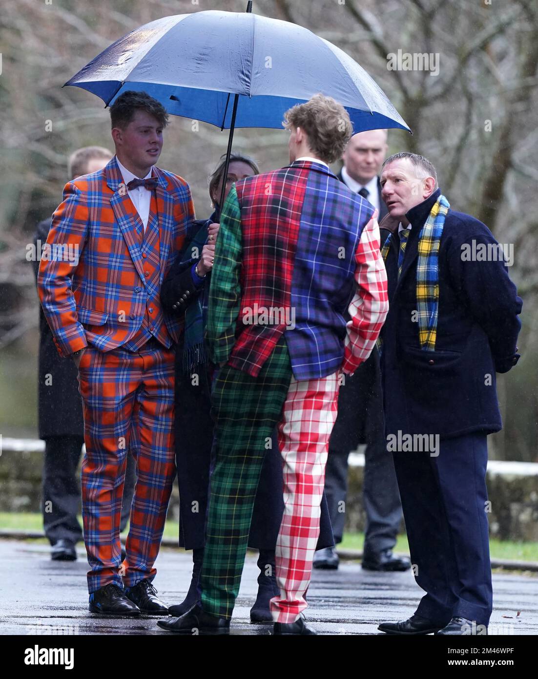 Doddie Weir's sons Ben Weir (left) and Hamish Weir with Gary Armstrong ...