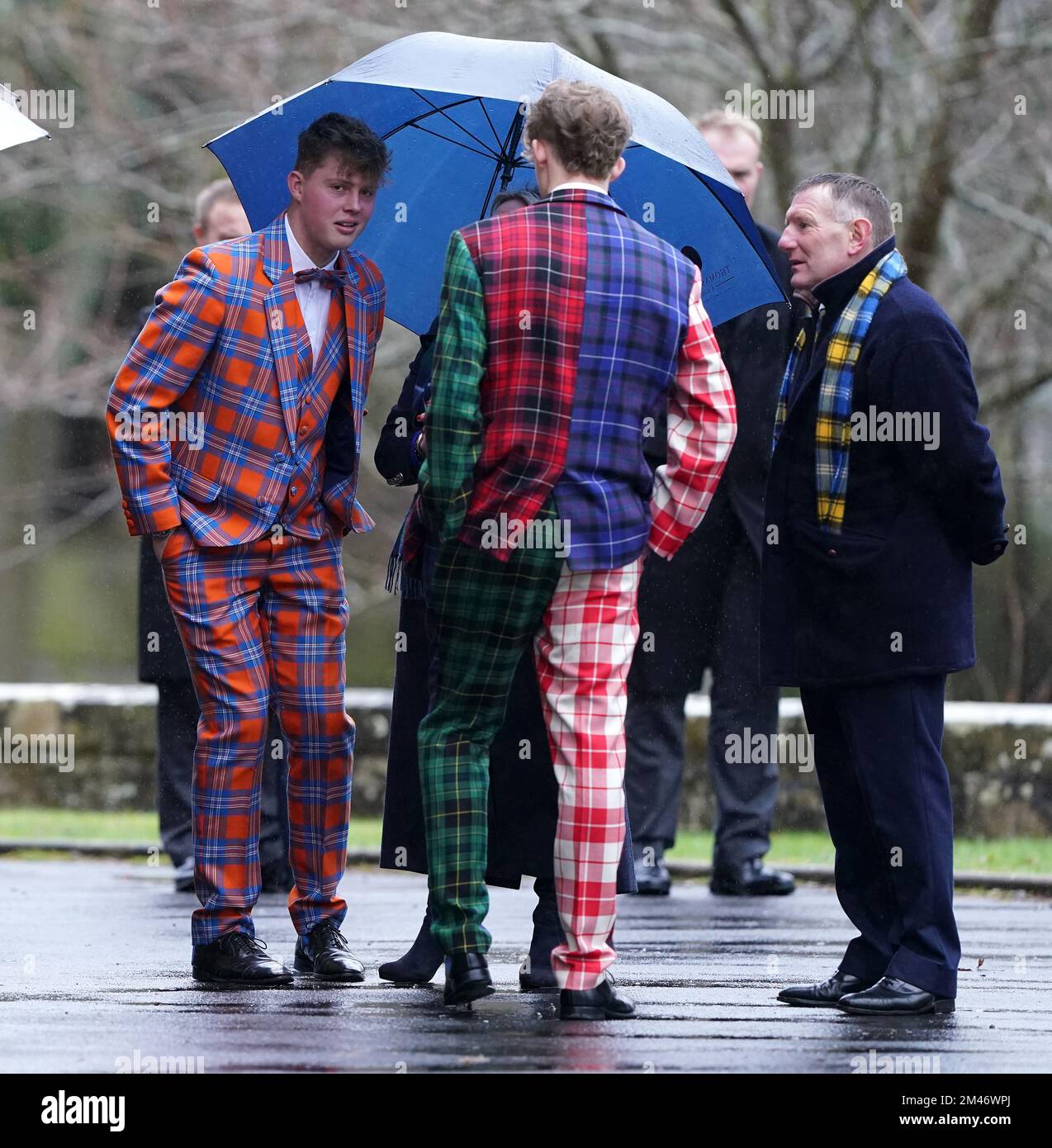 Doddie Weir's sons Ben Weir (left) and Hamish Weir with Gary Armstrong ...