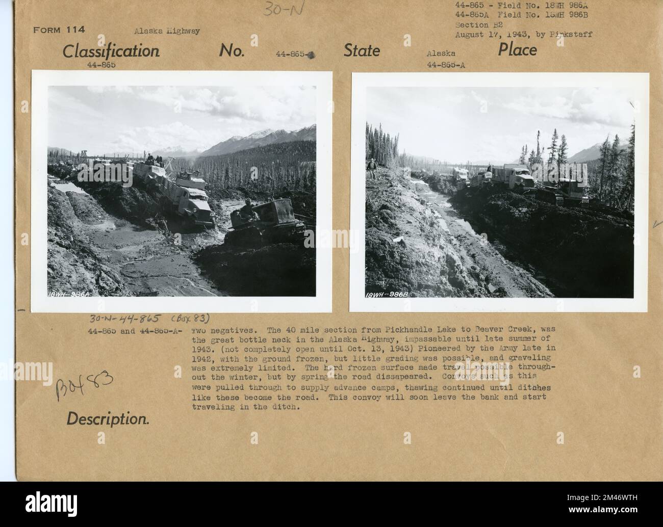 Vehicle Convoy Along Alaska Highway Between Pickhandle Lake and Beaver ...