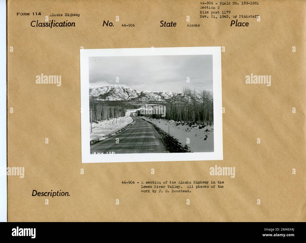 Section of the Alaska Highway in the Lewes River Valley. Original ...