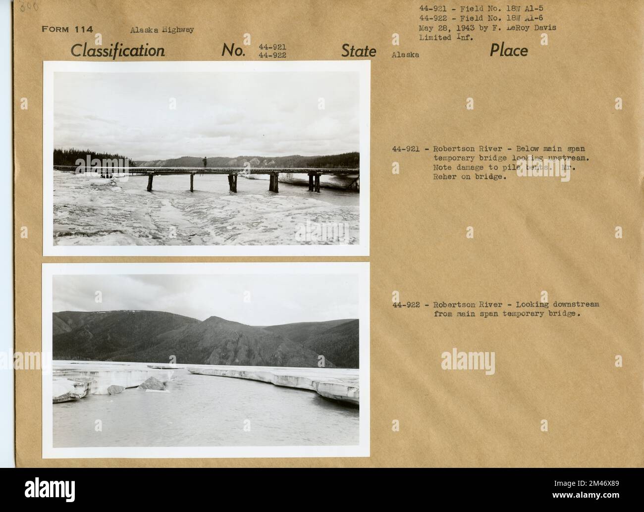 Robertson River Scenes. Original caption: 44-921: Robertson River - Below main span temporary ...