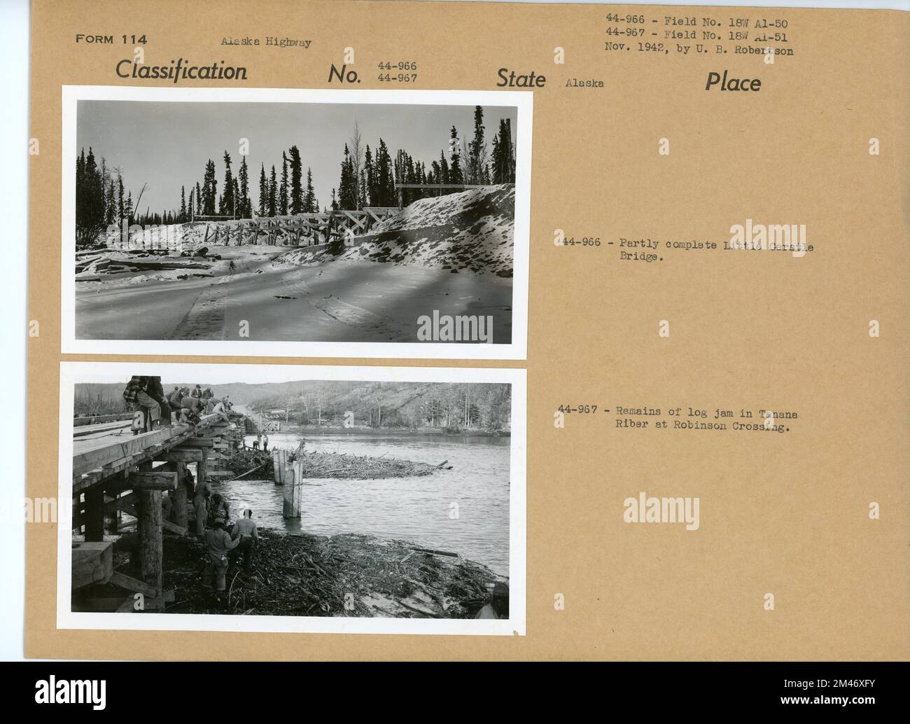 Little Gerstle Bridge; Remains of log jam. Original caption: 44-966 ...