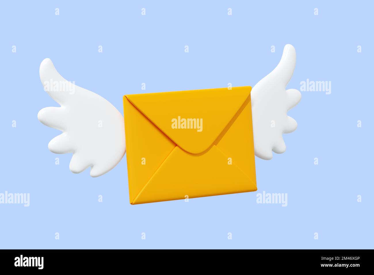 Flying letter with wings 3d render illustration. Cartoon winged paper ...