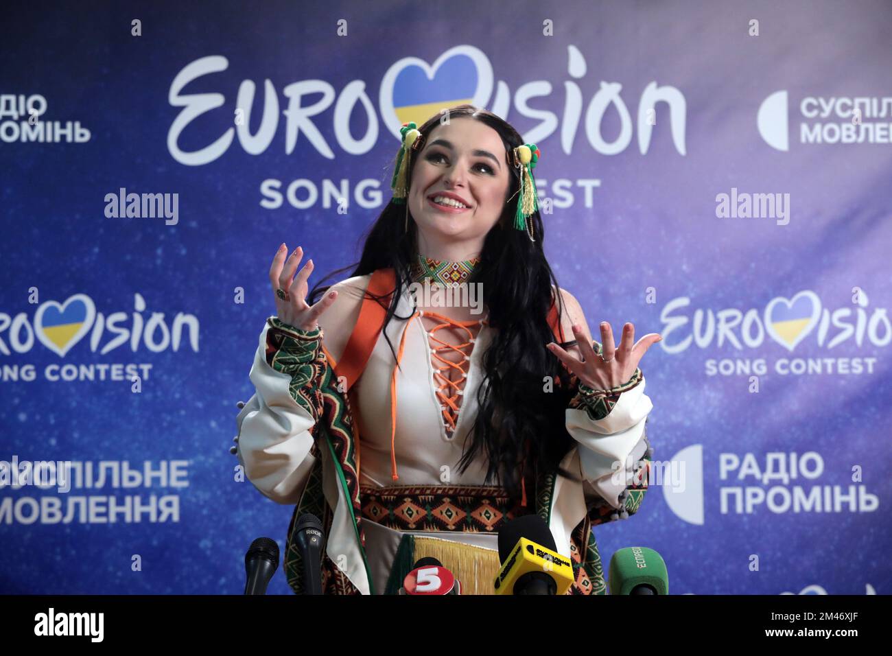 KYIV, UKRAINE - DECEMBER 17, 2022 - A Ukrainian singer Fiinka poses for ...