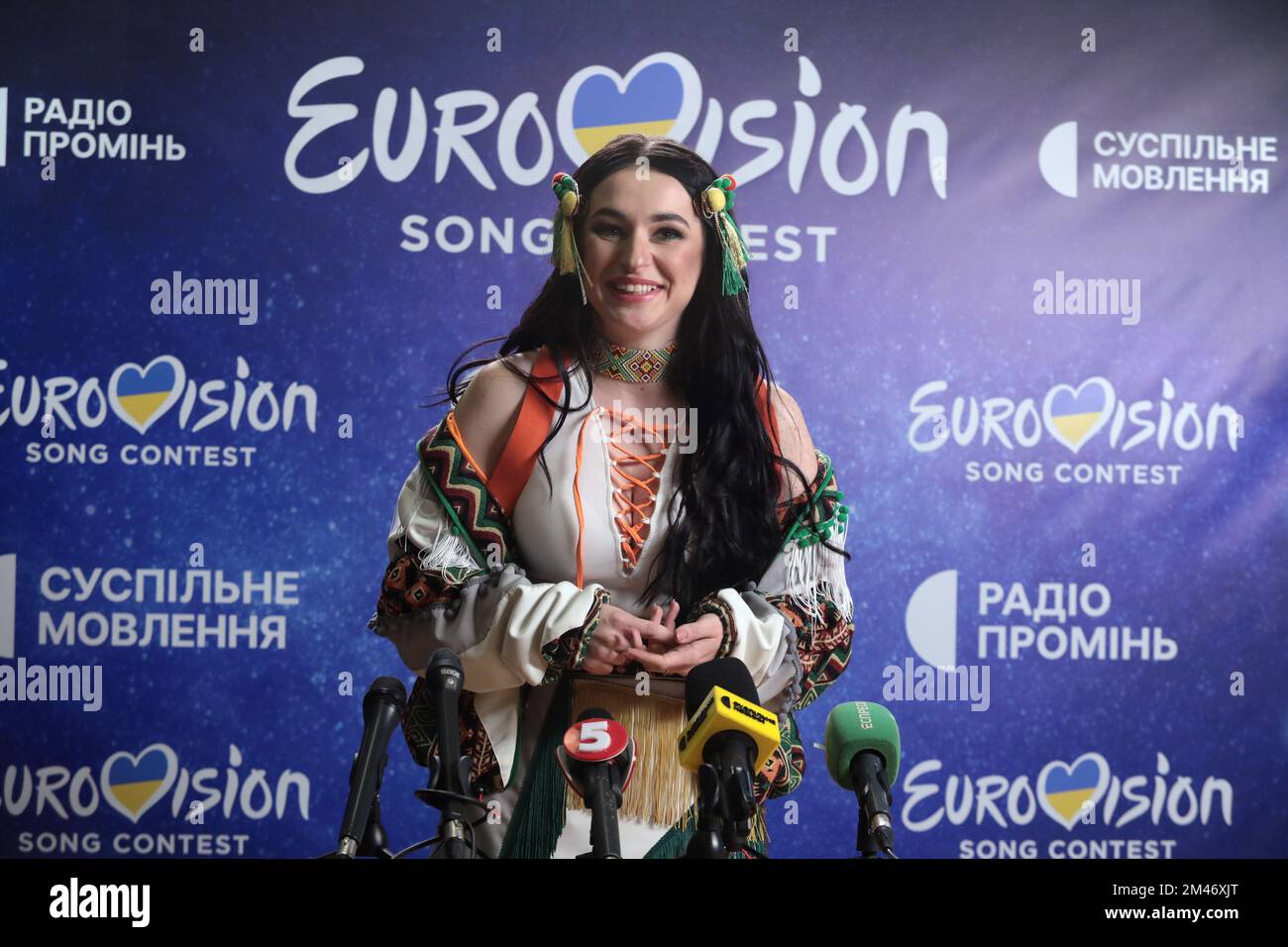 KYIV, UKRAINE - DECEMBER 17, 2022 - A Ukrainian singer Fiinka poses for ...