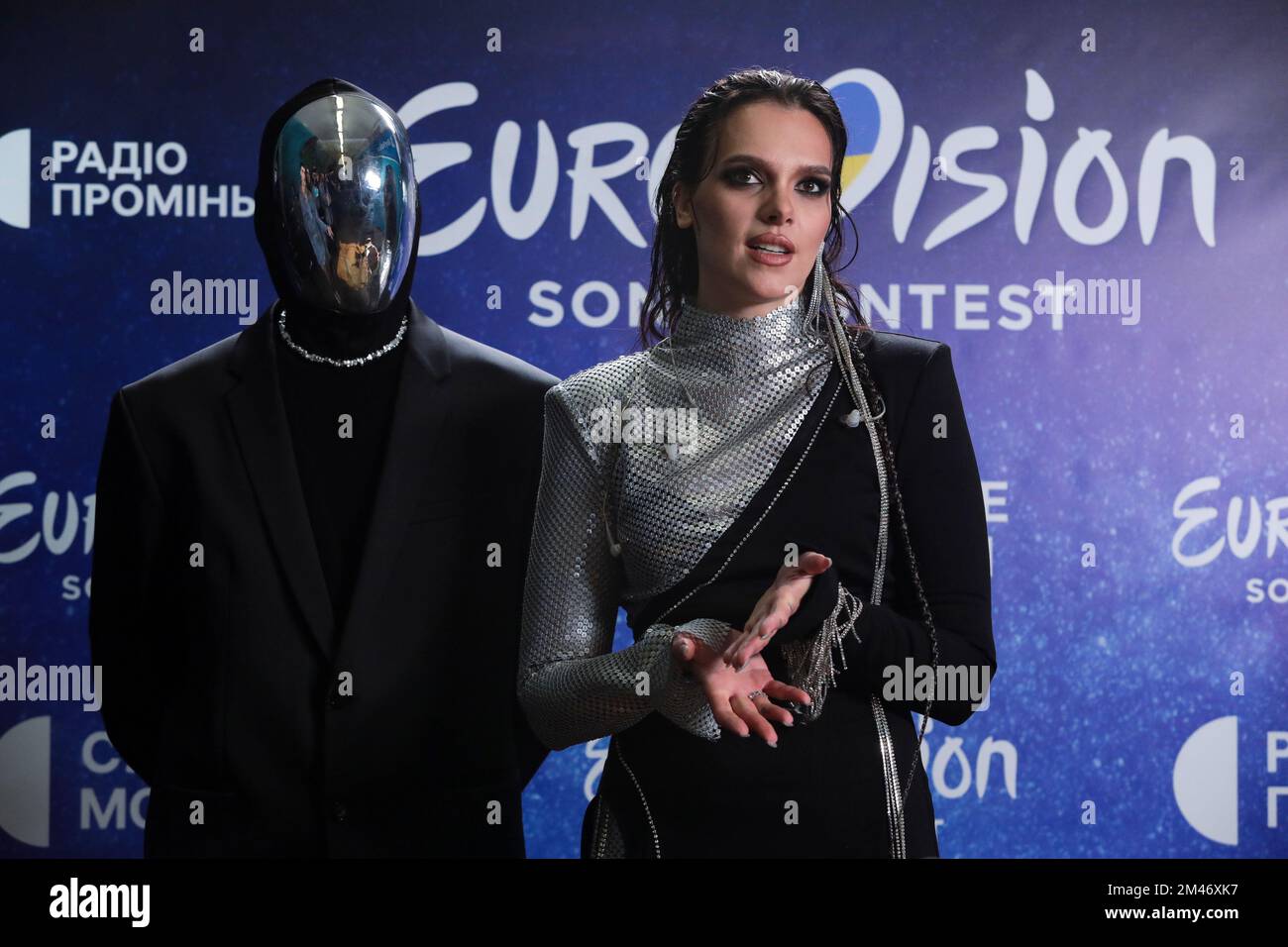 KYIV, UKRAINE - DECEMBER 17, 2022 - Members of the OY Sound System band pose for a picture ...