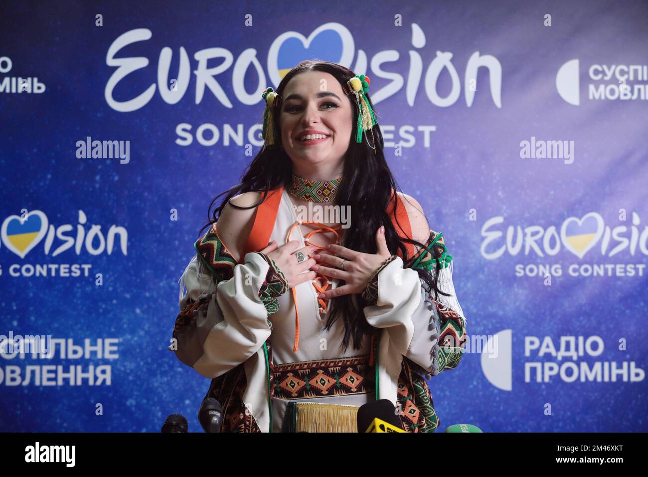 KYIV, UKRAINE - DECEMBER 17, 2022 - A Ukrainian singer Fiinka poses for ...