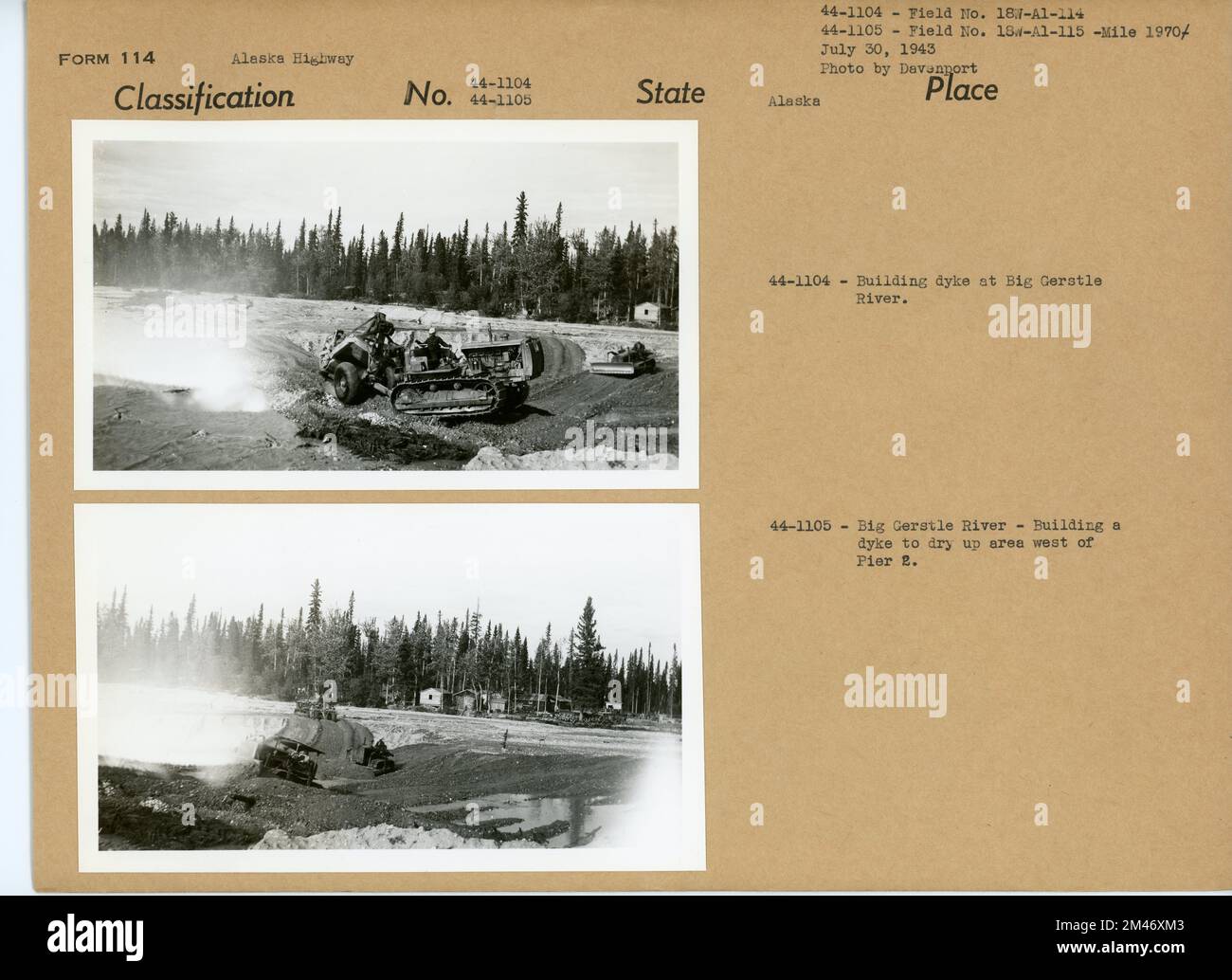 Building dyke at Big Gerstle River; Big Gerstle River. Original caption ...