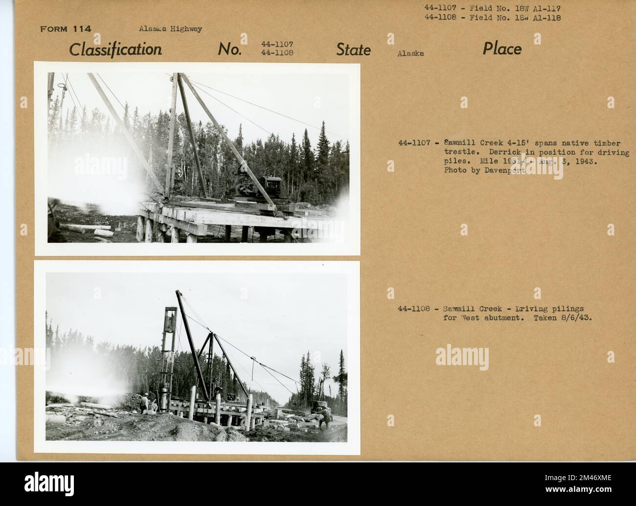 Sawmill Creek 4-15' spans; Sawmill Creek Driving Pilings. Original ...