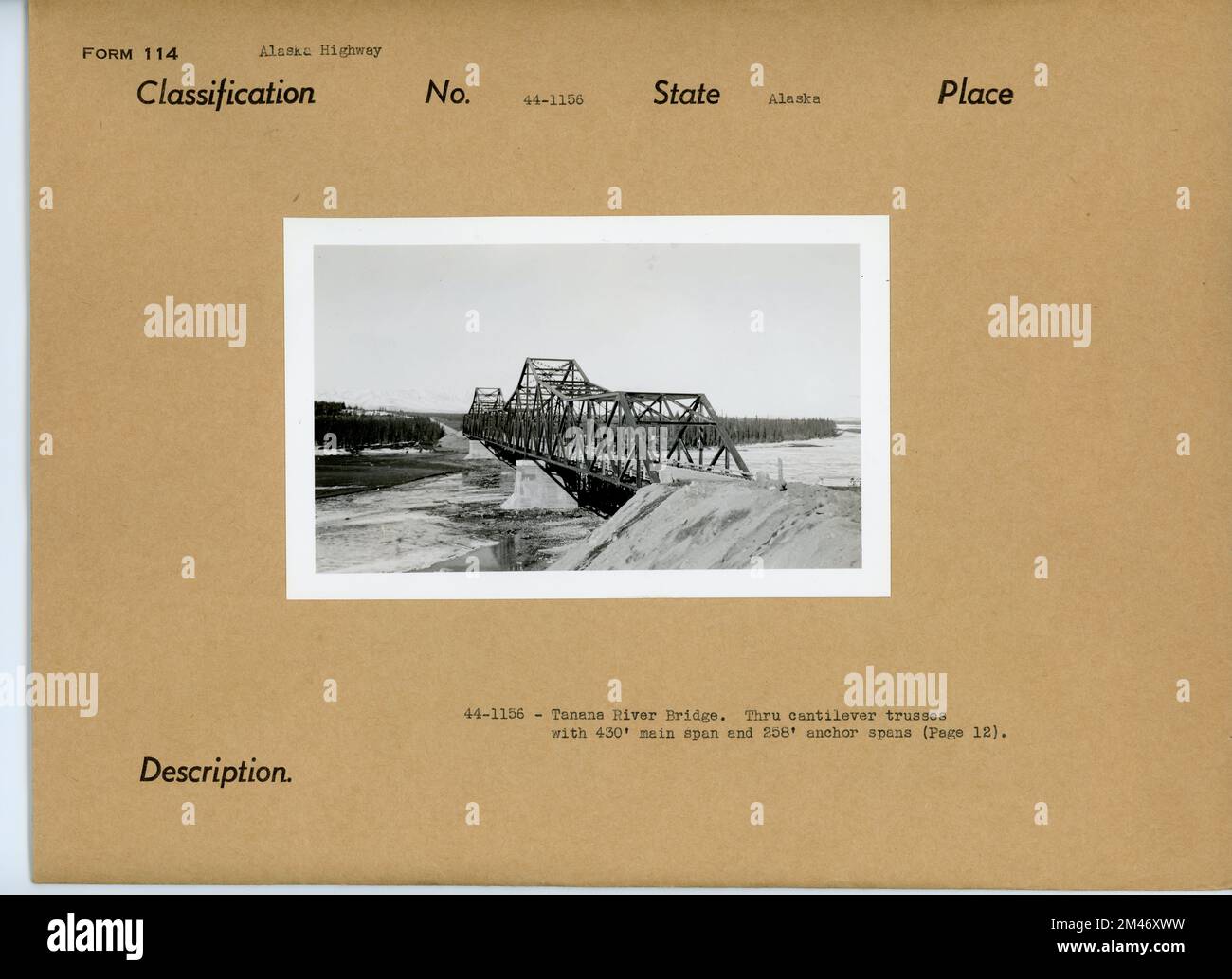 Tanana River Bridge, Thru cantilever trusses with 430' main span and ...