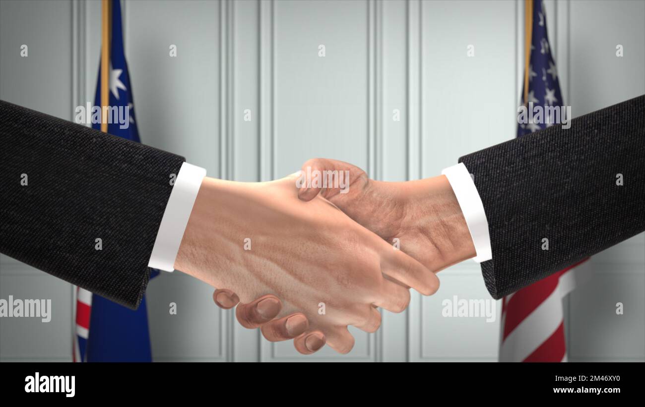 Australia and USA Partnership Business Deal. National Government Flags ...