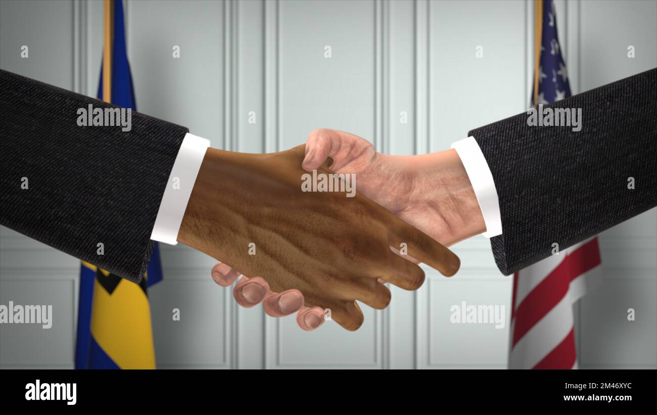 Barbados and USA Partnership Business Deal. National Government Flags ...