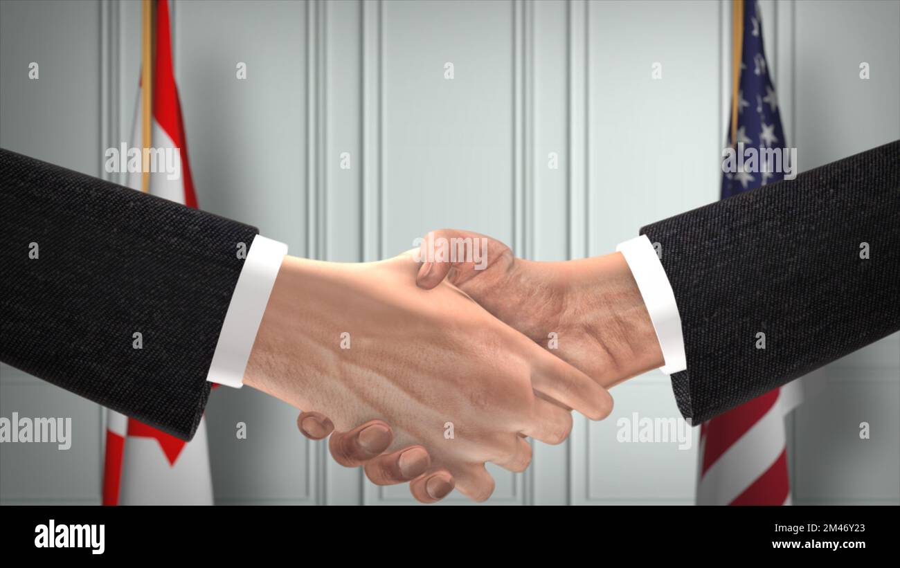 Canada and USA Partnership Business Deal. National Government Flags ...