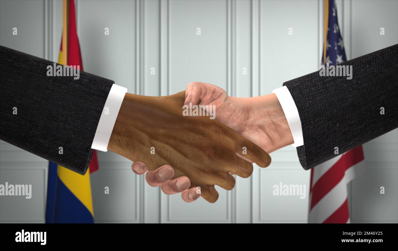 Chad and USA Partnership Business Deal. National Government Flags ...