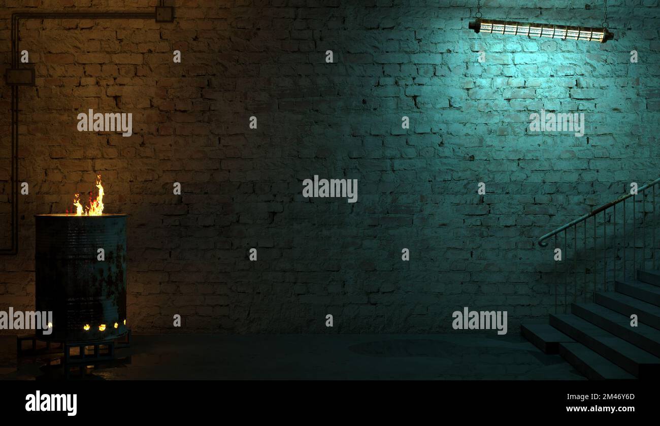 Brick wall of a street facade at night Stock Photo - Alamy