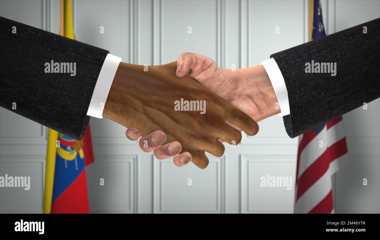 Ecuador and USA Partnership Business Deal. National Government Flags ...