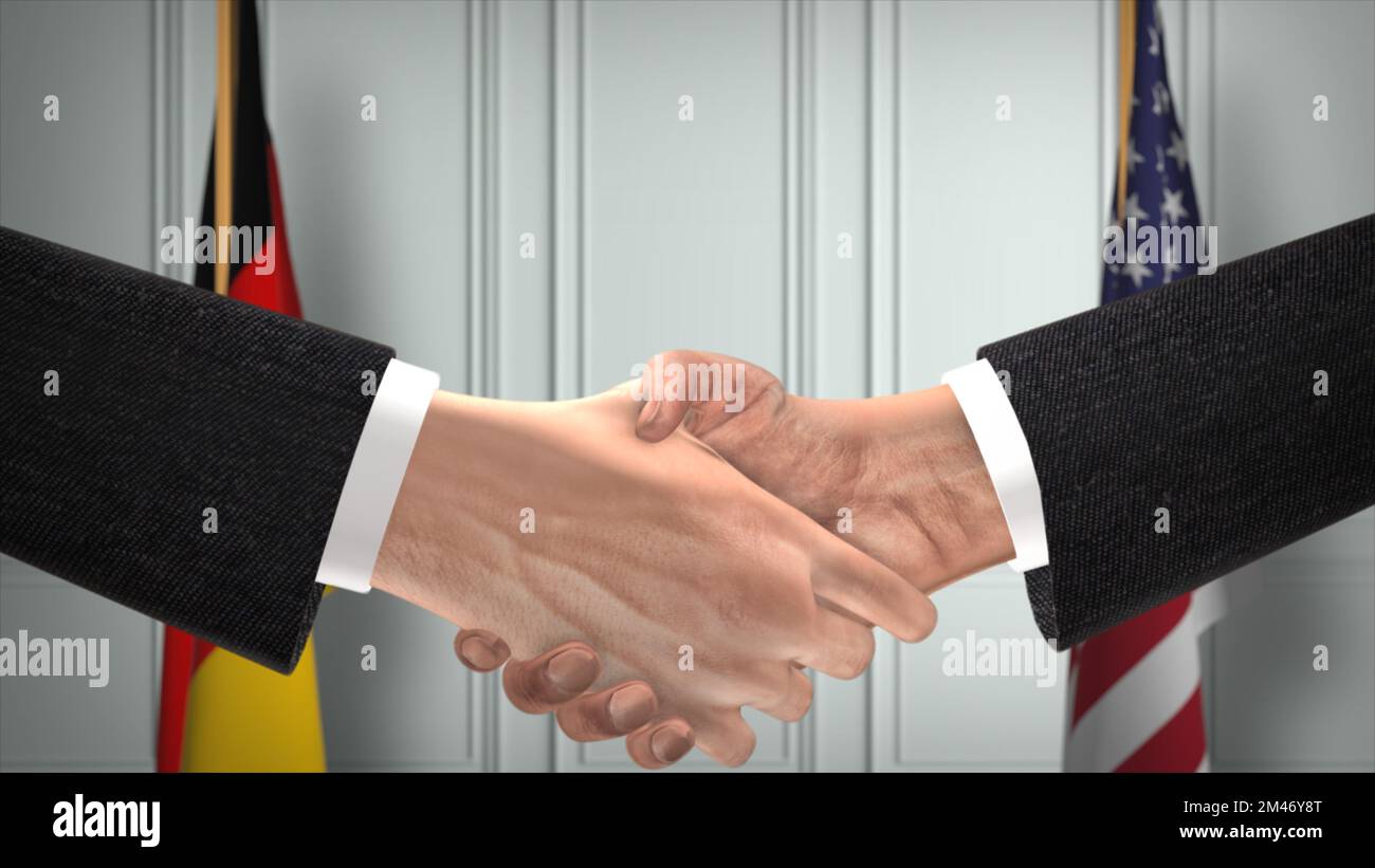Germany and USA Partnership Business Deal. National Government Flags ...