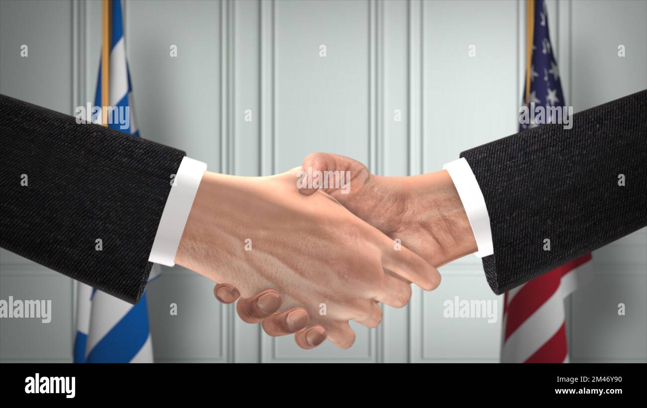 Greece and USA Partnership Business Deal. National Government Flags ...