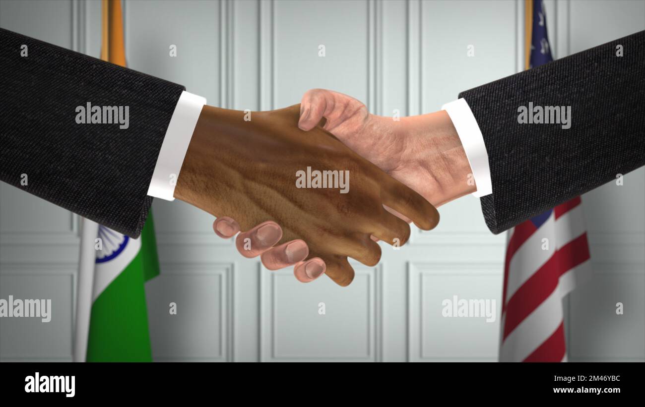 India and USA Partnership Business Deal. National Government Flags ...
